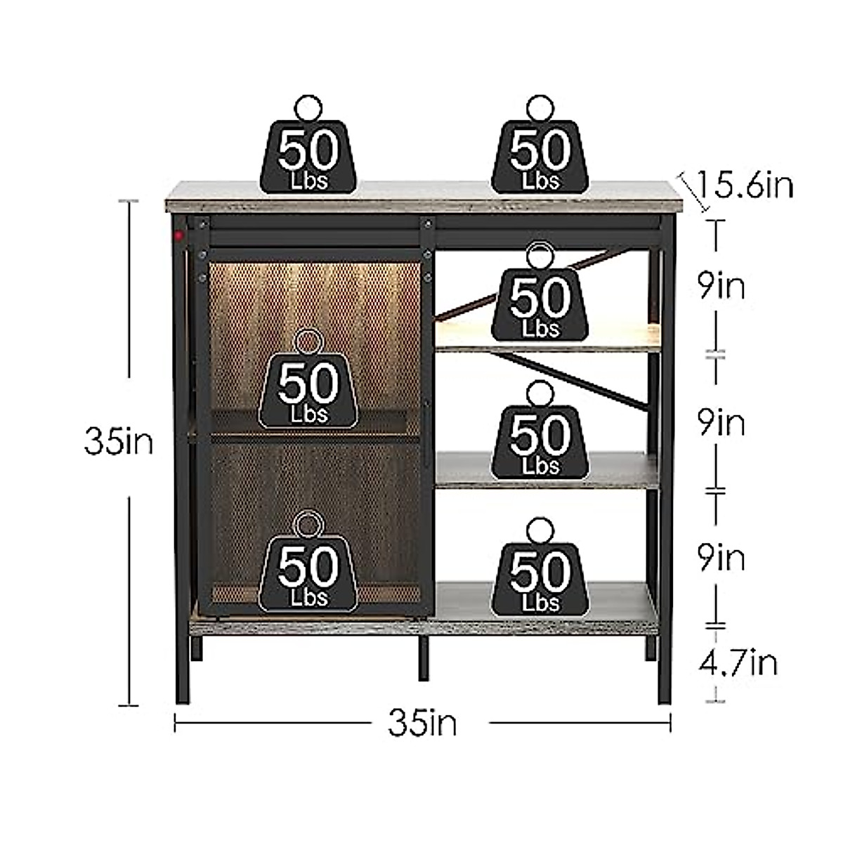 QNICE 71" LED Lights Industrial Bar (Rustic Oak-CB004)