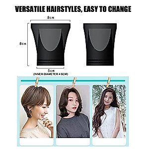 2 PCS Plastic Salon Hair Dryer Nozzle Replacement Blow Flat Hairdressing Styling Tool Diameter 4.5cm and 4.6cm Black