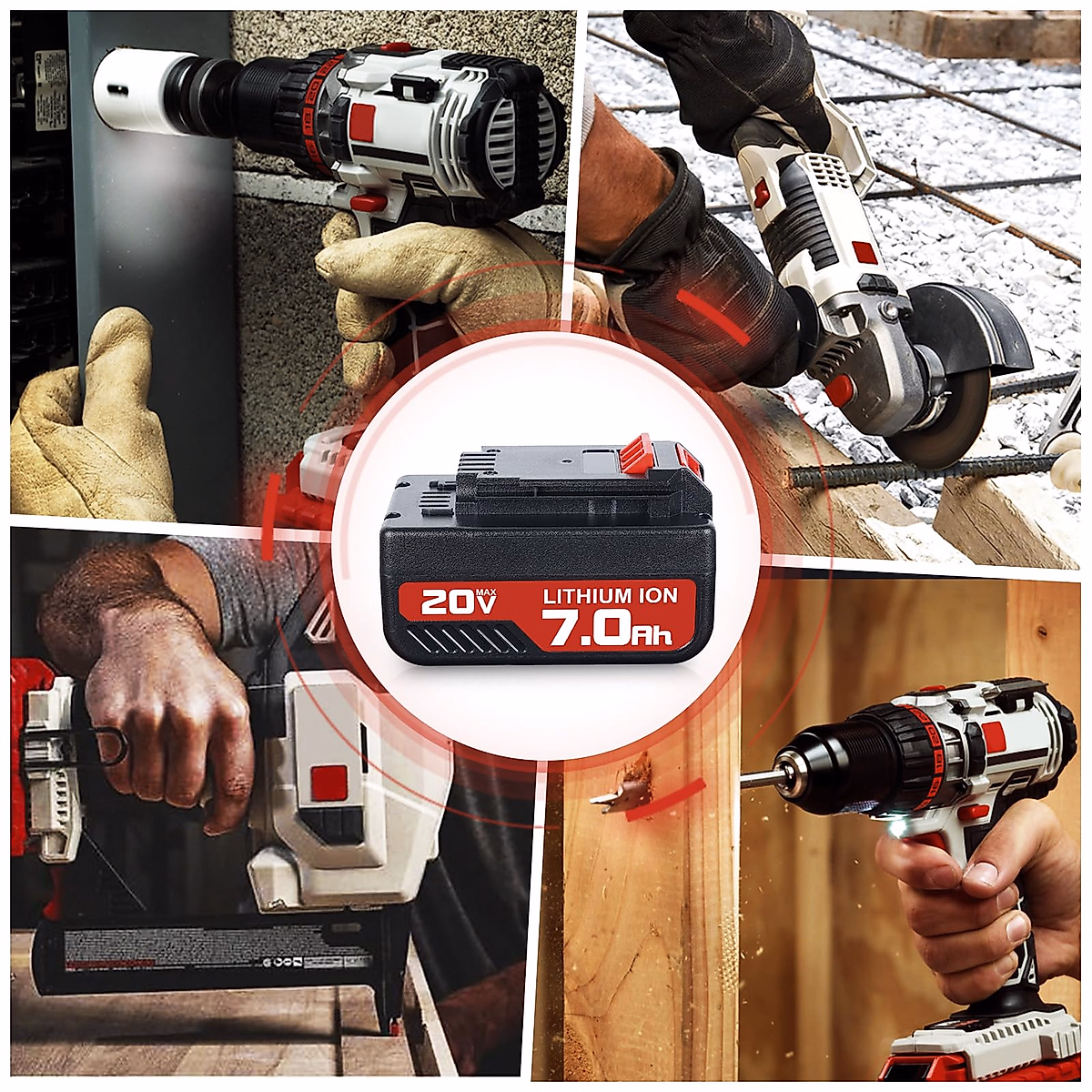 GROWFEAT 2Pack 7.0Ah Battery Replacement for Porter Cable 20V Battery + PCC692L Charger Replacement, Compatible with PCC685L PCC680L PCC682L PCC685LP for 20-Volt Lithium-ion Battery