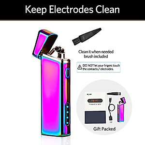 Lighter, Electric Arc Lighter Windproof Lighter Plasma Lighter - USB Rechargeable, Upgraded Battery Indicator - Multichrome