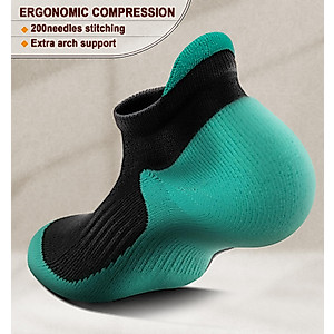 BULLIANT Socks For Women 6Pairs-Womens Athletic Ankle Socks No Show Cushioned for Walking Running-Compression Arch Support(6Pairs,Shoes Size:Women 9-10)