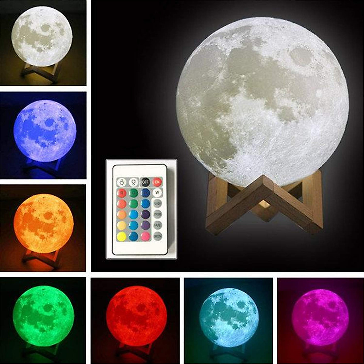 Shiny Alice 16 Colors Personalized Photo Night Light Customized 3D Printing USB Charging Moon Lamp Moon Light Night Light for Kids Gift for Women Christmas Gift…