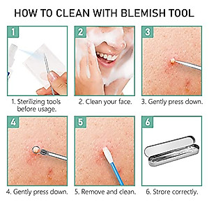 Dr.Pedi Blackhead Remover Pimple Popper Tool Kit Acne Blemish Pimple Extractor Needle Facial Comedone Clip Blackhead Tweezer for Ingrown Hair Removal 8 Pcs in Metal Case