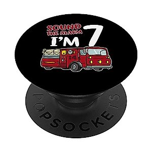 Fire Truck 7th Birthday Fireman Firefighter 7 Year Old PopSockets Swappable PopGrip