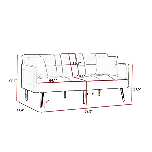Eafurn 2 in 1 Futon Sofa Bed, 69.2", Pink 69.2" Velvet w/ 2 Cupholders