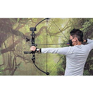 Siege 55 lb Compound Bow w/ 5-Spot Paper Target (Black w/Accessories)