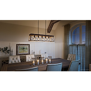 Urban Ambiance Luxury Industrial Chic Island/Linear Chandelier, Large Size: 9" H x 38" W, with Modern Farmhouse Style Elements, Olde Bronze Finish, UHP2126 from The Berkeley Collection