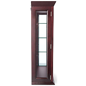 Displays2go 21" Countertop/Wall Mount Display Case, Adjustable Shelves, Locking - Mahogany (DCC2128MH2)