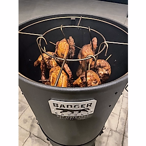 Badger Barrel BBQ - 16" Drum Style Smoker | 2-Tier BBQ Hibachi Grill | Includes 6 hooks, Hanging Rack, Grill Grate and More | Badgers Not Butterflies