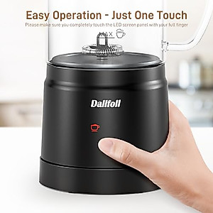 Dallfoll Milk Frother, 4-in-1 Milk Frother and Steamer Electric, Visualized Glass Design, 13.5oz/400ml Hot and Cold Milk Foam Maker for Coffee, Latte, Cappuccino Silent Operation, Automatic off