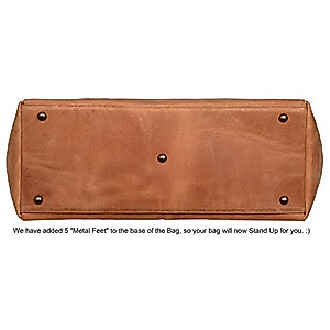 ANTONIO VALERIA Avery Cognac Leather Tote/Top Handle Shoulder Bag for Women