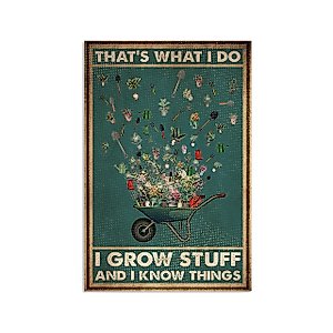 Rustic Retro Metal Tin Sign Garden, That's What I Do,Wheelbarrow,Funny Garden,Gardening Sign,Wall Poster Plaque for Home Kitchen Bar Coffee Shop Decor 5.5 x 8 inch