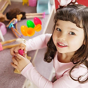 UNGLINGA Jumbo Easter Eggs Basket Stuffers with Fashion Beauty Doll Baby Girls Decorations and Stickers for Girls Toddler Kids Gift Surprise Egg Toy Party Supplies Pack of 6