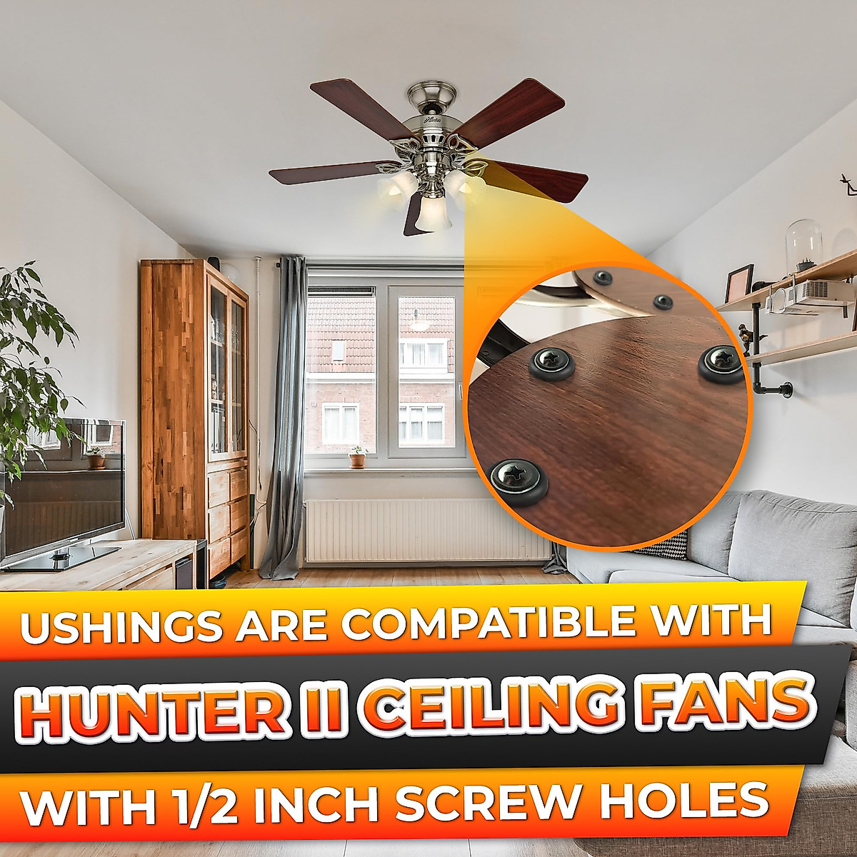 18 Pcs Rubber Grommet Kit for Hunter Ceiling Fan Parts - Grommets for Hunter Fan Blade Grommets Spare Kit - Ceiling Blade Rubber Washers