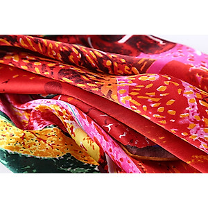 Yangtze Store YangtzeStore Women's 100% Luxurious Long Silk Scarf Classic Art Collection (Red), 63" x 17"