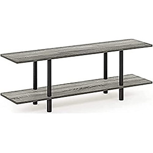 Furinno Turn-N-Tube 2-Tier Multipurpose Wide Shelf, French Oak Grey/Black
