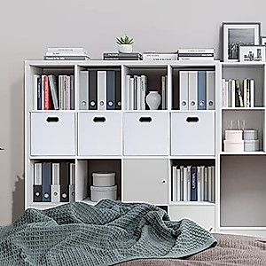 Jermichoc Storage Bins Cube Organizer 4 Pack, 13inch Foldable Square Storage Basket with Dual Metal Handles Decorative for Home Closet Shelf Cabinet Wardrobes (White)