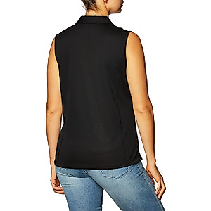PGA TOUR Women's Airflux Sleeveless Golf Polo Shirt, Dark Caviar, Medium