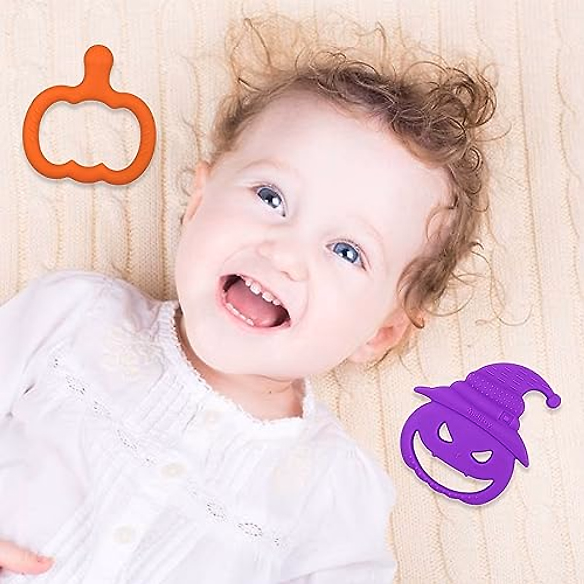Anditoy 8 Pack Halloween Teething Toys Halloween Teether for 3-12 Months Baby Toddlers Halloween Treat Bags Gifts