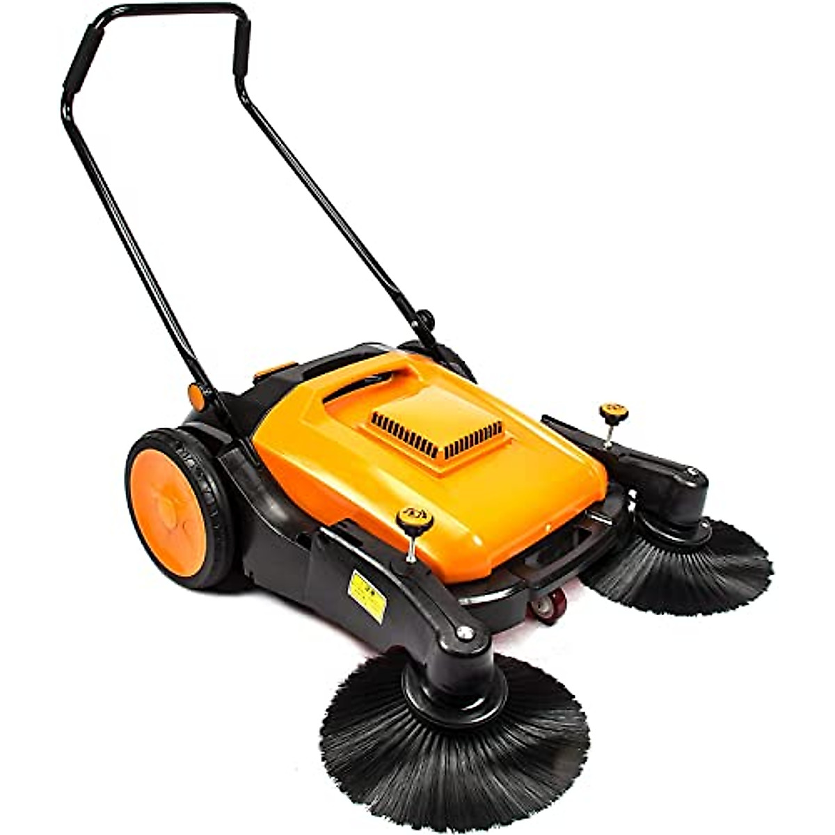 Industrial Floor Sweeper with Triple Brooms, 38 inch Outdoor and Indoor Hand Push Floor Sweeper, 38,000 Square feet per Hour, 12 gal Waste Container