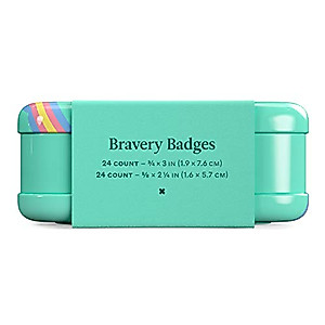 Welly Bandages | Adhesive Flexible Fabric Bravery Badges | Assorted Shapes for Minor Cuts, Scrapes, and Wounds | Colorful and Fun First Aid Tin | Unicorn Patterns - 48 Count