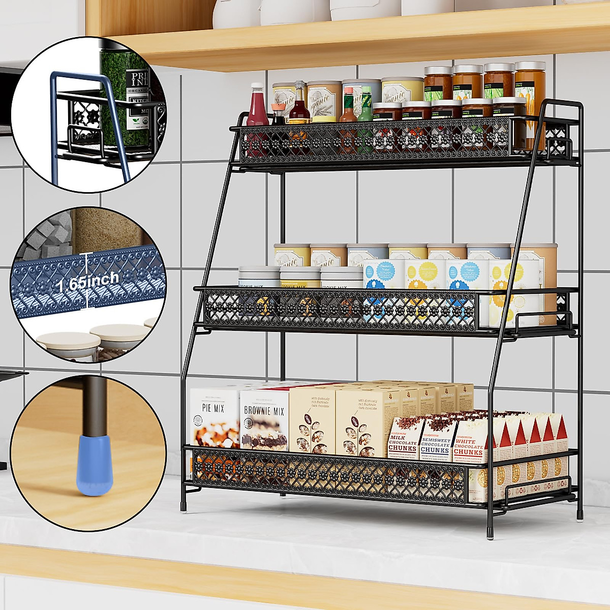 Bridgify Spice Rack Organizer for Cabinet, Bathroom Organizer Countertop, Bathroom Counter Organizer Kitchen Countertop Organizer Bathroom Vanity Organizer
