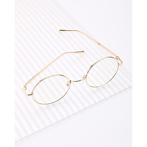 Pro Acme Retro Round Metal Frame Clear Lens Glasses Non-Prescription(Gold Frame/Clear Lens)