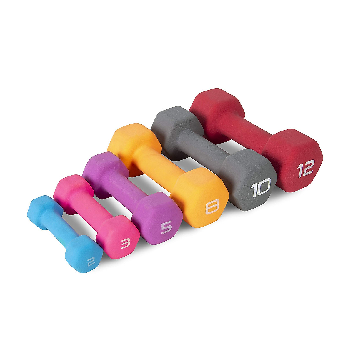 CAP Barbell Color Neoprene Dumbbells Hand Weights Neoprene Coated Exercise & Fitness Dumbbell for Home Gym Equipment Workouts Strength Training Free Weights for Women & Men