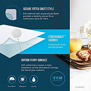 LUCID 2-Inch Ventilated Gel Infused Memory Foam Mattress Topper - Queen & Premium Hypoallergenic 100% Waterproof Mattress Protector - Universal Fit, Cotton Terry Top, Queen