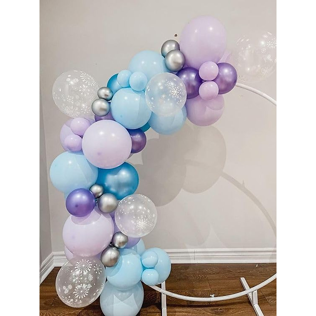 Frozen Balloons, 12 Inch Purple Blue White and Silver Balloons with Snowflake Balloons for Girls Frozen Theme Party Supplies Ice Snow Theme Birthday Baby Shower Winter Party Decorations