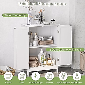 GLACER Bathroom Floor Cabinet, Wooden Freestanding Storage Cabinet with Double Doors, Suitable for Bathroom, Living Room, Bedroom, Entryway, 23.5 x 14 x 34 inches (White)