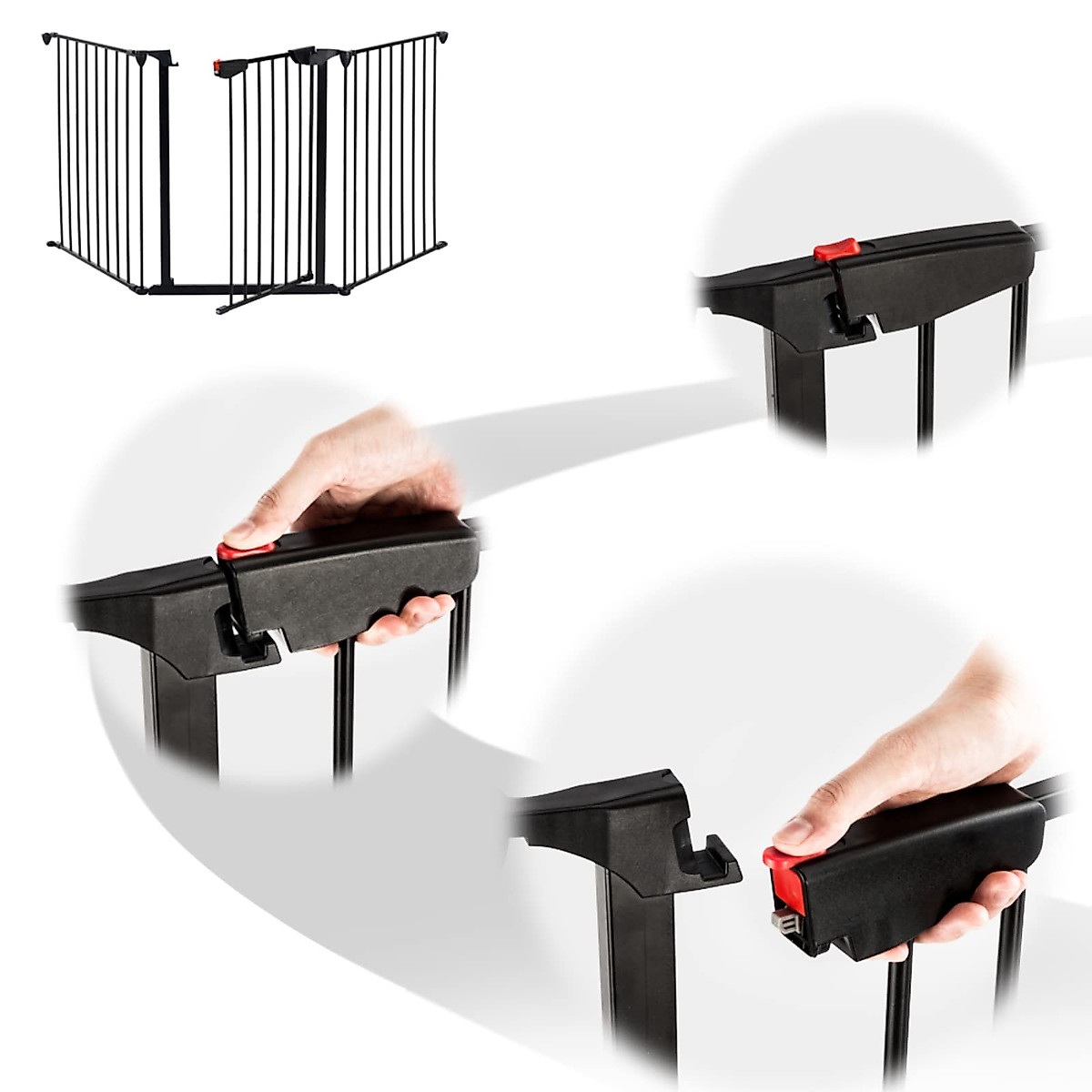 Bonnlo 120.5-Inch Metal Fireplace Fence Guard 5-Panel Baby Safety Gate/Barrier/Play Yard with Door Christmas Tree Fence Hearth Gate for Kids/Pet/Toddler/Dog/Cat, Black