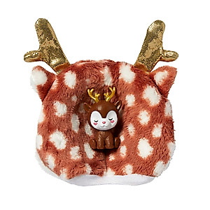 Barbie Cutie Reveal Doll, Snowflake Sparkle Series Deer Plush Costume, 10 Surprises Including Mini Pet & Color Change