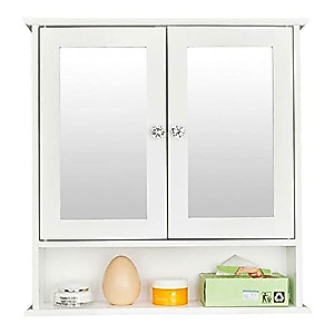 Bathroom Wall Mounted Cabinet Shelf Bath Kitchen Mirror Door Storage Organizer