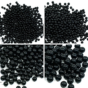 275 pcs Set of Czech Round Glass Beads, Jet Black - 3mm (100pcs), 4mm (100pcs), 6mm (50pcs), 8mm (25pcs) kit for Jewelry Making