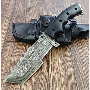 TR-1168 Custom Handmade Damascus Steel 10 Inches Tracker Knife - Perfect Grip walnut wood Handle (TR-2196)