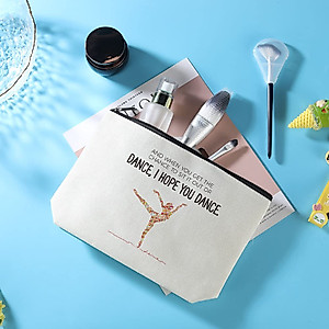 Inspirational Makeup Bag Dance Gifts Dancer Gifts Dance Recital Gifts for Girls Ballet Dancing Gift Dance Teacher Gifts for Women Teens Dance Lovers Student I Hope You Dance Toiletry Bag Cosmetic Bag