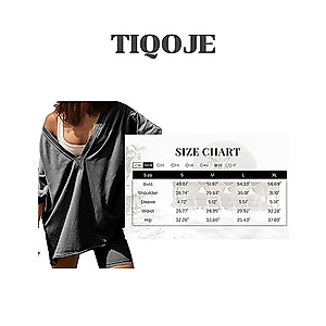 TIQOJE Womens Workout Set 2 Piece Outfits Oversized V Neck T Shirt Biker Shorts Reversible Set(-Darkgrey01-Medium)