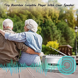 Portable Cassette Recorder Player:Retro Cassette Tape Player with AM FM, Vintage Cassette Player with Big Speaker,Headphone Jack,Powered by 4AA Batteries,AC Charge for Study,Gift to Parents