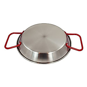 SUNRISE Kitchen Supply Stainless Steel Paella Pan with Red Handle (10")