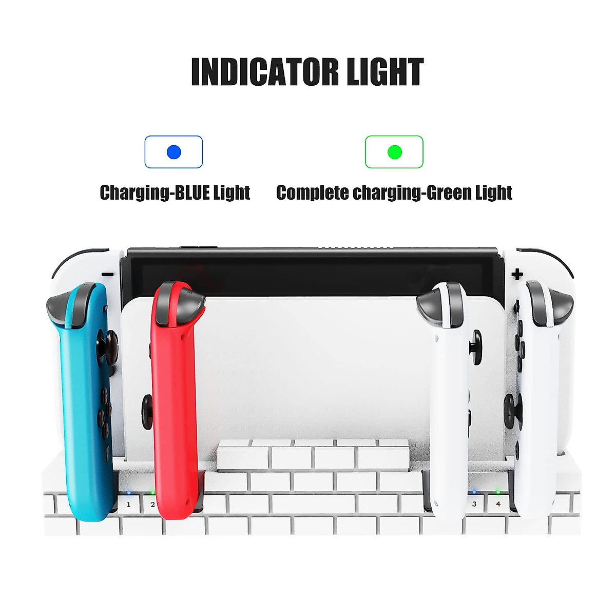 IQIKU Joy Con Charging Dock for Switch/Switch OLED, JoyCon Charger, Switch Controller Charger Available to Charge 1-6pcs Joycons&Holder of 8 Game Cards
