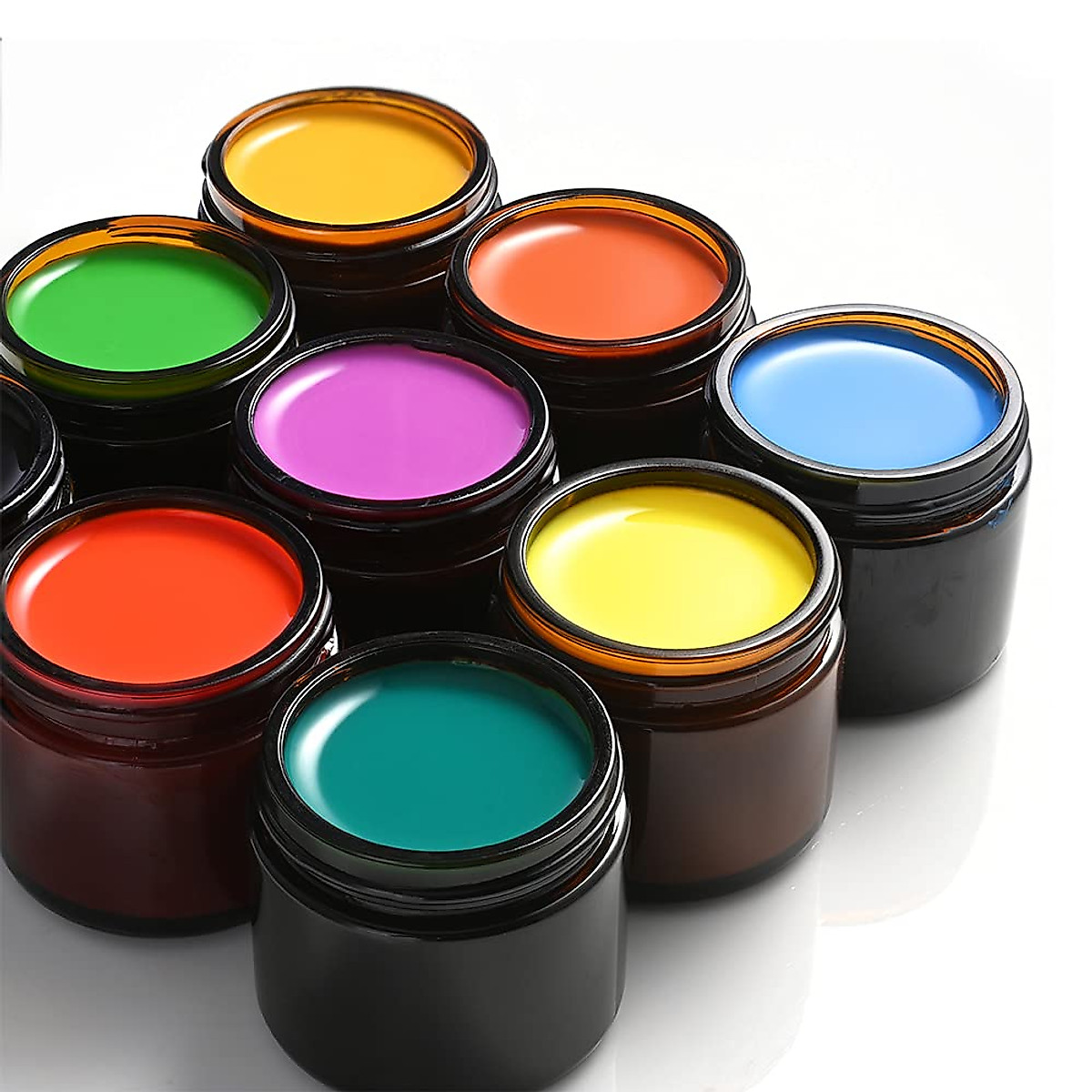 2 oz Small Glass Jars with Lids, Bumobum 48 pack Round Amber Glass Candle Jars with Black Lids, White Labels & Inner Liners, Empty Cosmetic Containers for Cream, Lotion, Slime