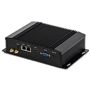 HUNSN Industrial Embedded PC, Fanless Mini Computer, IPC, Celeron 2955U 2957U, Windows 11 / Linux Ubuntu, IM08, VGA, HDMI, 2 x LAN, 2 x COM RS232, 4 x USB3.0, 8G RAM, 64G SSD