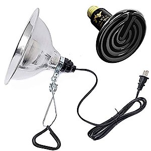 Simple Deluxe 150W Reptile Ceramic Heat Bulb No Light and 150W Clamp Lamp Light with 8.5 Inch Aluminum Reflector, Black