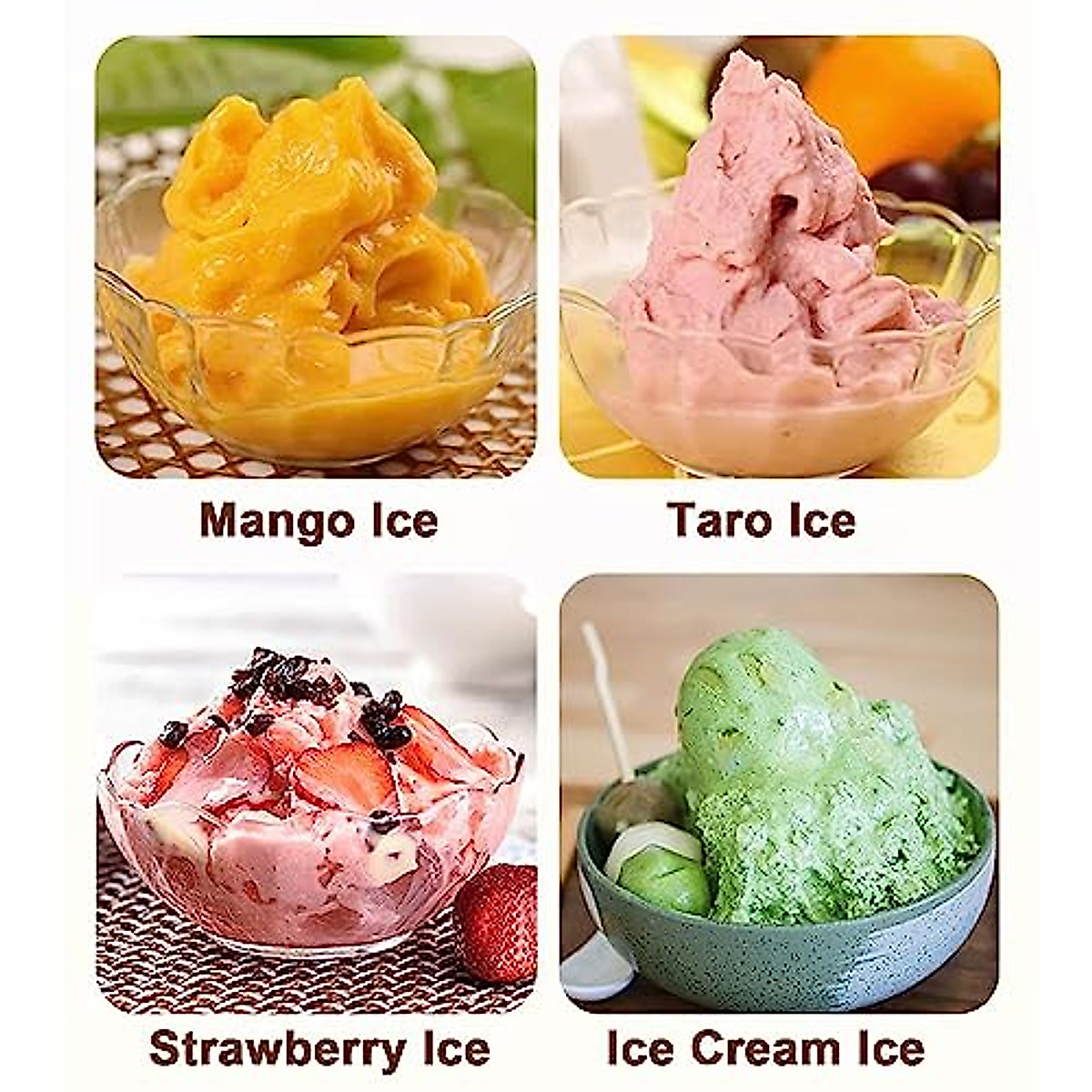 FAXIOAWA Ice Crusher Machine for Home Use, Hand Crank Ice Shaver Machine, Slushie Maker with Ice Mold, Shaved Ice Maker Machine for Snow Cones, Cocktails, Rapid and Easy Ice Cutting Orange