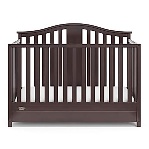 Graco Solano 5-in-1 Convertible Crib with Drawer (Espresso) – GREENGUARD Gold Certified, Crib with Drawer Combo, Includes Full-Size Nursery Storage Drawer, Converts to Toddler Bed and Full-Size Bed