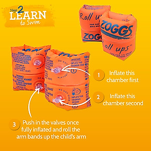 Zoggs Swimming Aid Children's Easy Inflate And Trade Roll-ups - Orange, 1-6