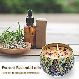 Orentas, Scented Candles Gift Set, Pure Natural Soybean for Aromatherapy Wax ,Travel Tin Candles for Home Meditation, Mother's Day Gift or Birthday Gifts 4 Packs, 4.4oz (Lemon/Rose/Orange/Lavender)