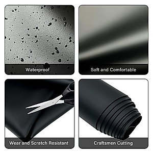 Faux Leather Fabric, 54"x36" Thick Durable Synthetic Upholstery Leather Vinyl, Soft Smooth Waterproof, Durable,Replacement Renovate for Wallets, DIY Projects, Furniture, Car Seats 1 Yard-Black