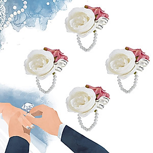 CRASPIRE 4pcs Wedding Wrist Corsage Pink Rose Corsage Wristlet Women Bride Bridesmaid Pearl Hand Flower Wristlet Band Bracelet for Wedding Party Prom Suit Festival Engagement Decorations